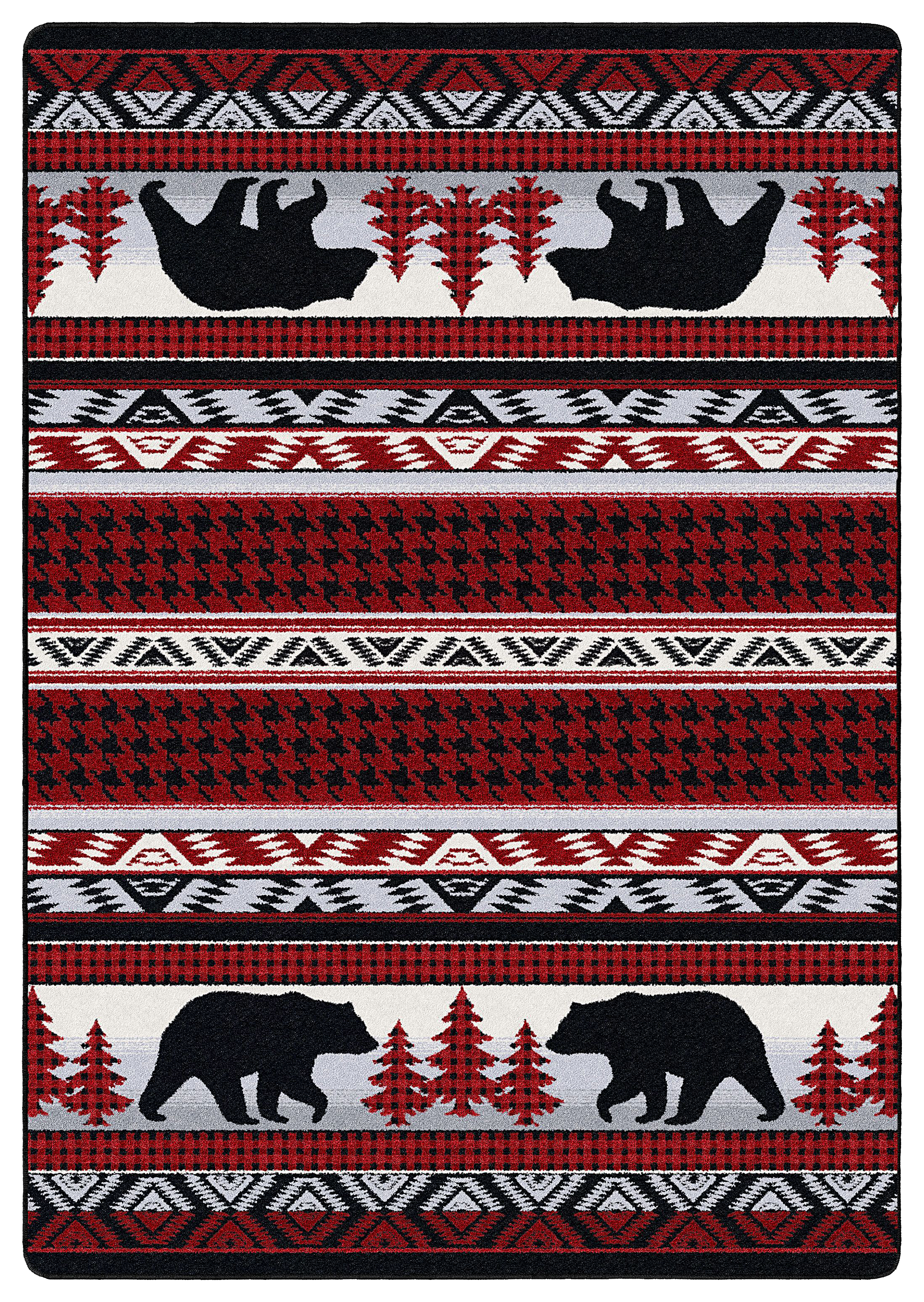 American Dakota Bear Houndstooth Black Bear Area Rug | Bass Pro Shops